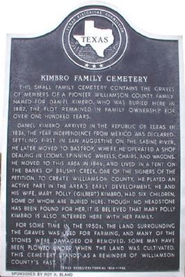 Kimbro Family Cemetery Historical Marker