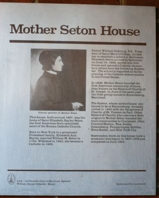 Mother Seton House Historical Marker