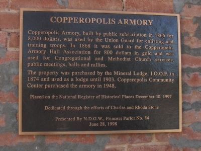 Copperopolis Armory Historical Marker
