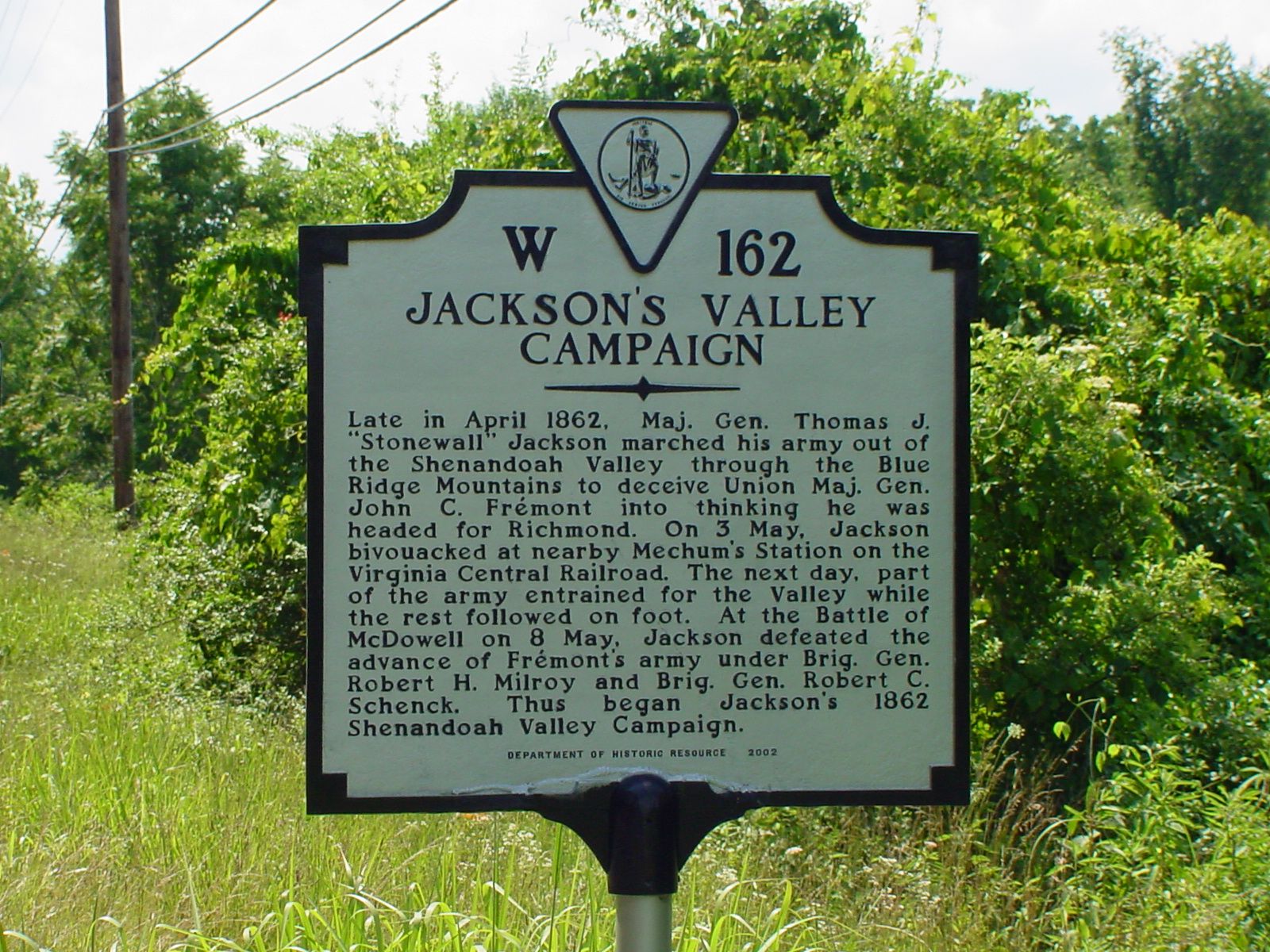 Photo: Jackson’s Valley Campaign Marker