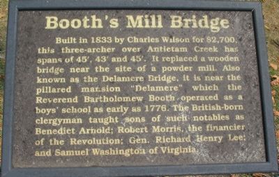 Booth’s Mill Bridge Historical Marker