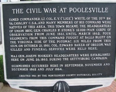 The Civil War at Poolesville Historical Marker