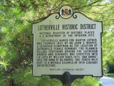 Lutherville Historic District Historical Marker