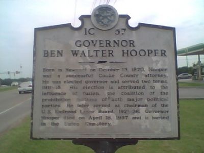 Governor Ben Walter Hooper Historical Marker