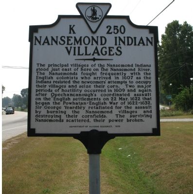 Nansemond Indian Villages Historical Marker