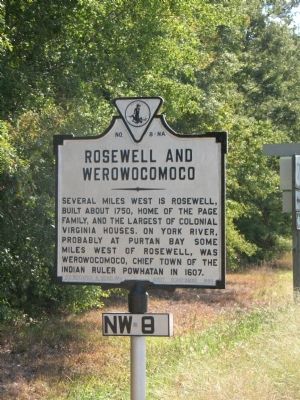 Rosewell and Werowocomoco Historical Marker