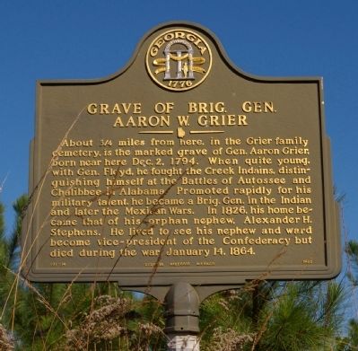 Grave of Brig. Gen. Aaron W. Grier Historical Marker