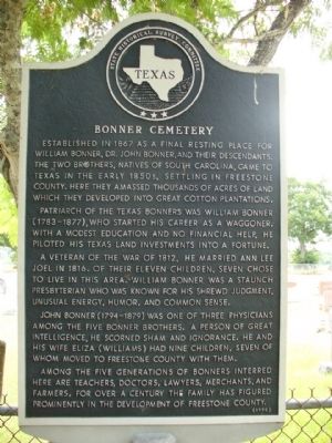 Bonner Cemetery Historical Marker