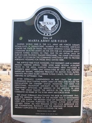 Site of Marfa Army Air Field Historical Marker