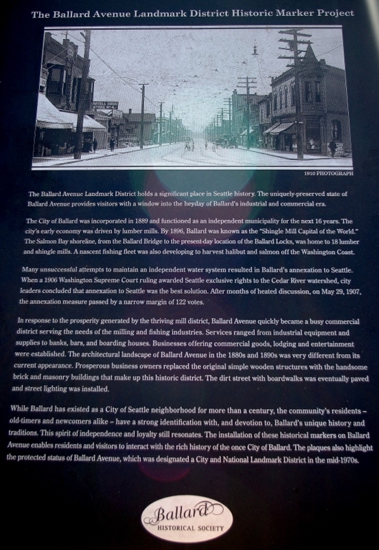 Photo: Ballard Avenue Landmark District Historic Marker Project Marker