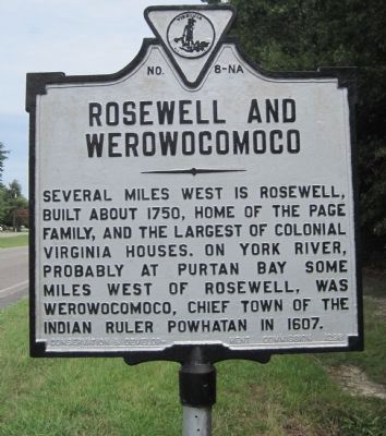 Rosewell and Werowocomoco Historical Marker