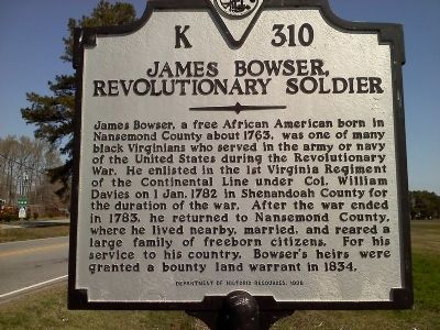 James Bowser, Revolutionary Soldier Historical Marker