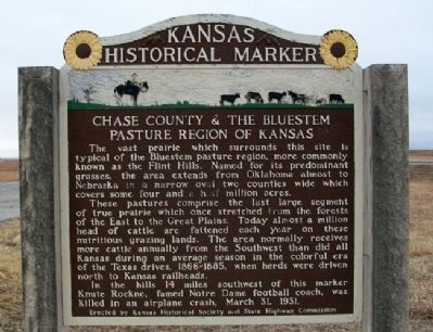 Chase County & The Bluestem Pasture Region of Kansas Historical Marker