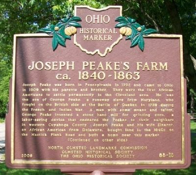 Joseph Peake's Farm Historical Marker