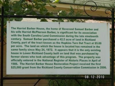 Harriet Barber House Historical Marker