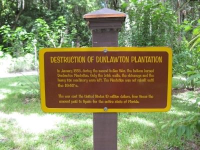 Destruction of Dunlawton Plantation Historical Marker