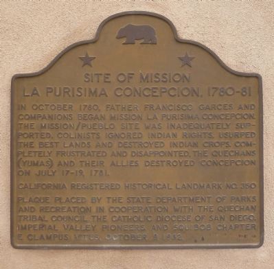 Site of Mission la Purisima Concepcion Historical Marker