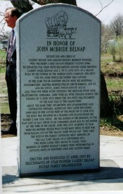 In Honor Of John McBride Belnap Historical Marker