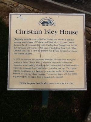 Christian Isley House Historical Marker
