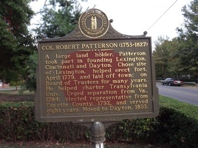 Col. Robert Patterson (1753-1827) / Patterson Cabin Historical Marker