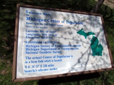 Reference Mark for Michigan Center of Population Historical Marker