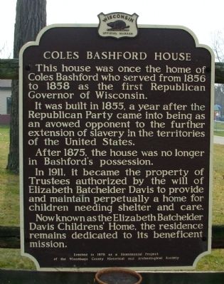 Coles Bashford House Historical Marker