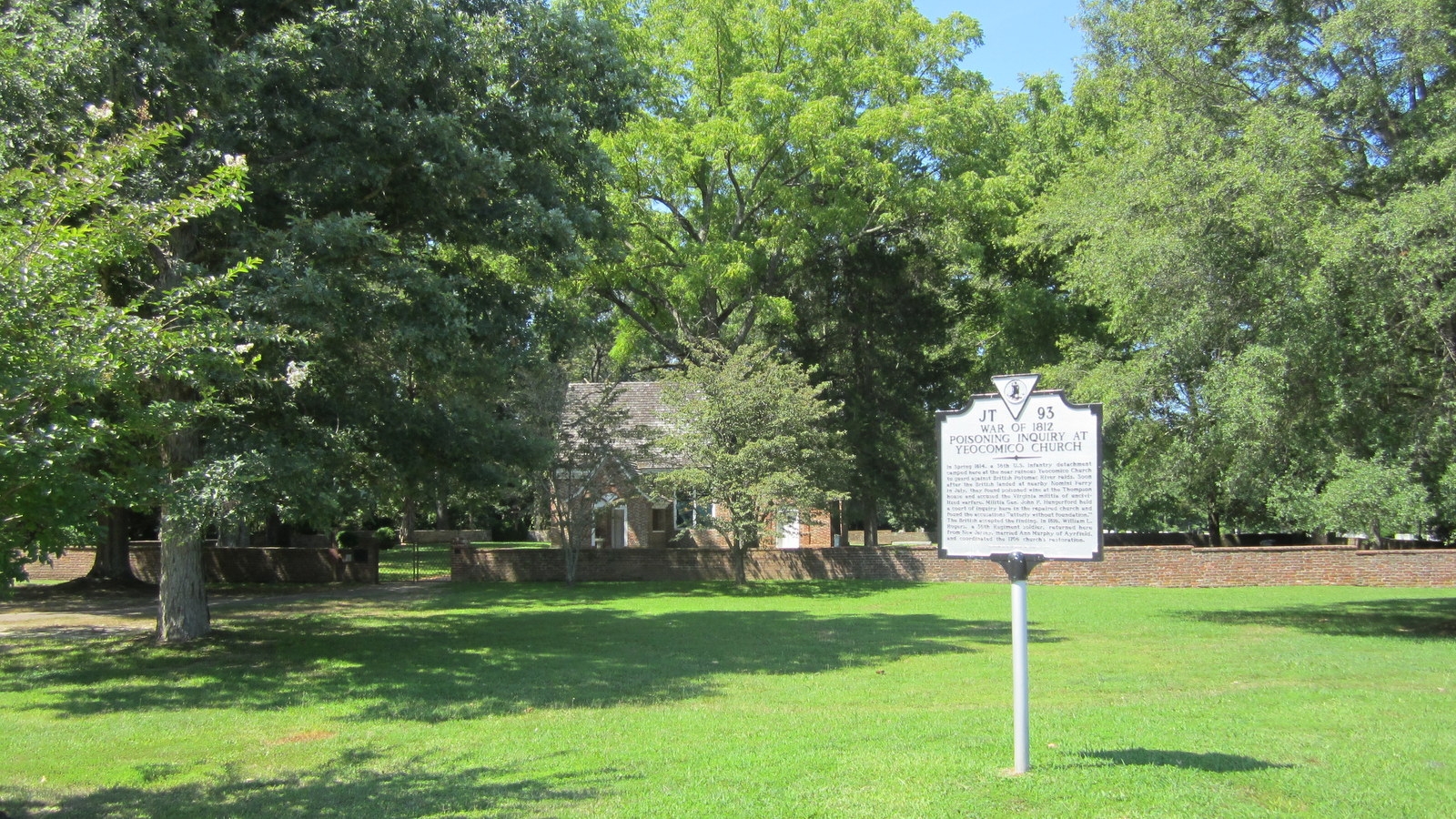 Photo: War of 1812 marker in front of Yeocomico Church