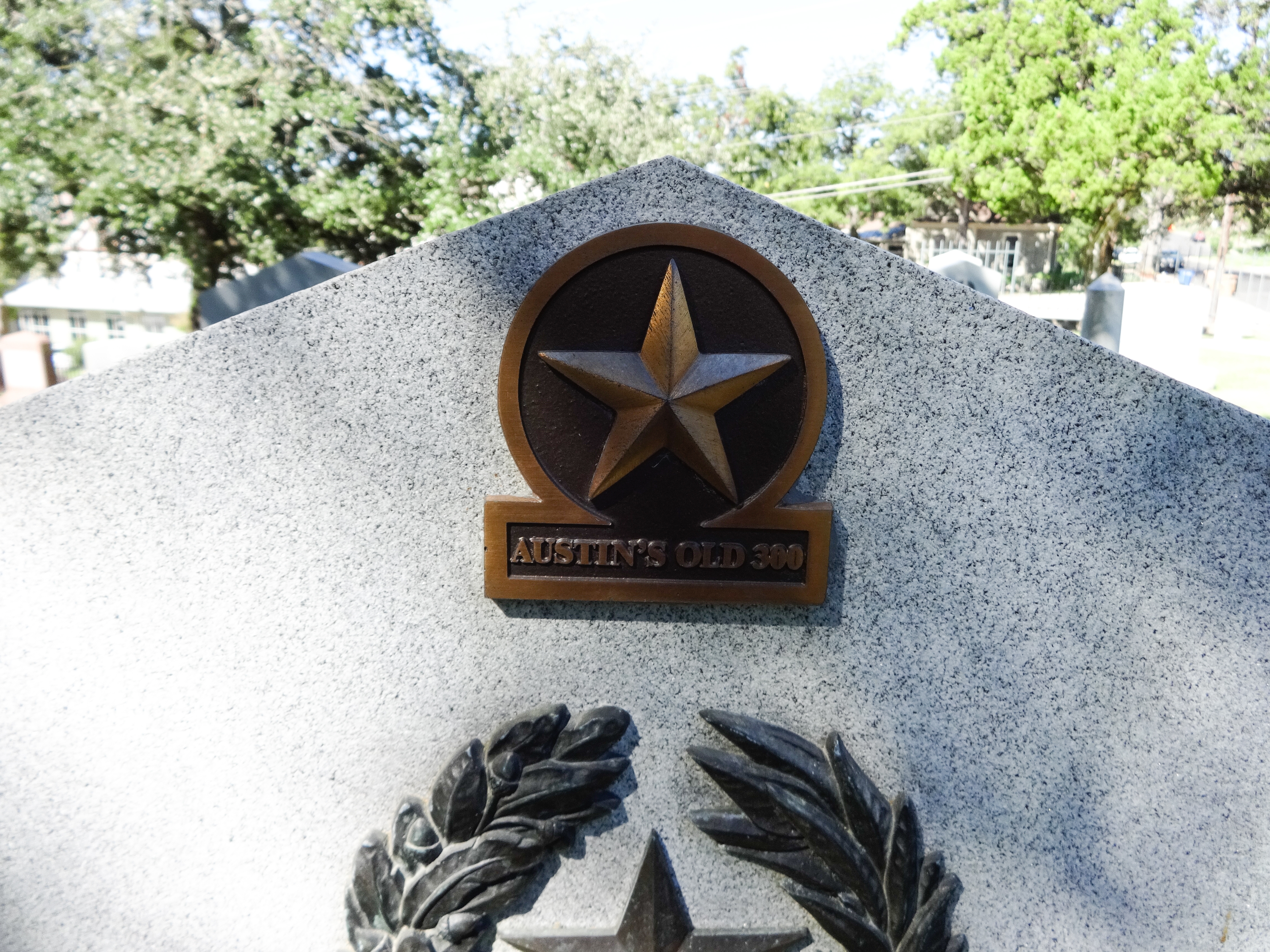 Photo: Close up of Austin's Old 300 emblem on top of marker.