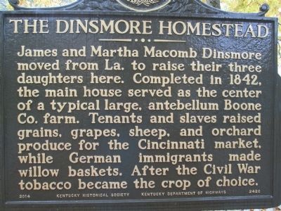 The Dinsmore Homestead Historical Marker