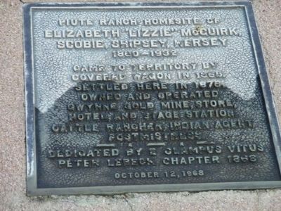 Piute Ranch Homesite of Elizabeth "Lizzie" McGuirk Historical Marker