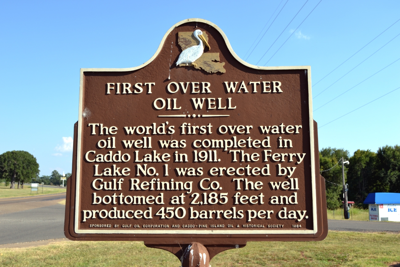 Photo: First Over Water Oil Well Marker