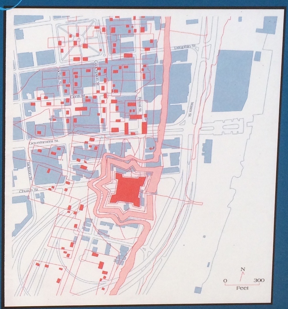 Photo: The Pittman Map superimposed over a modern map of Mobile.