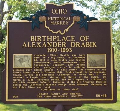 Birthplace of Alexander Drabik Historical Marker