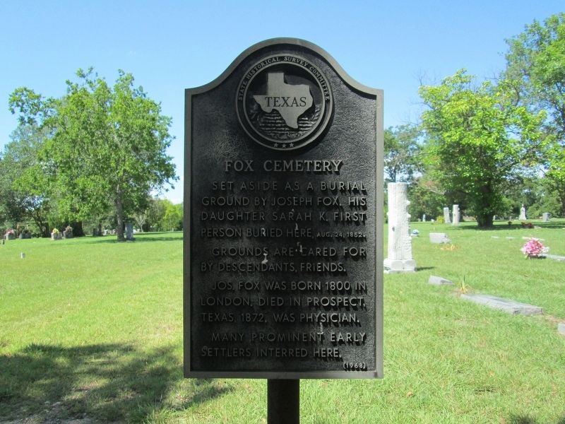 Fox Cemetery Historical Marker