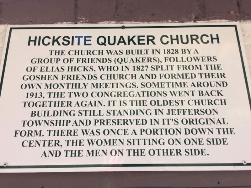 Hicksite Quaker Church Historical Marker