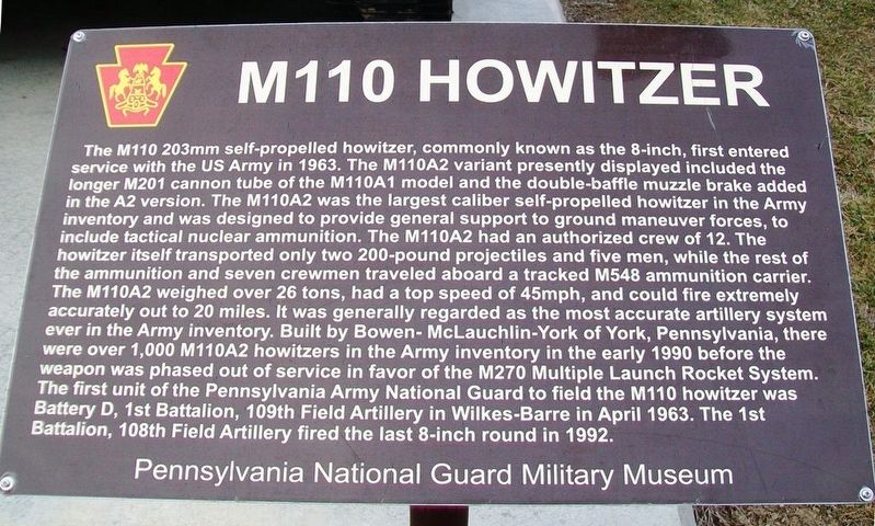 M110 Howitzer Historical Marker