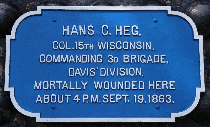 Hans C. Heg Memorial Shell Monument Historical Marker