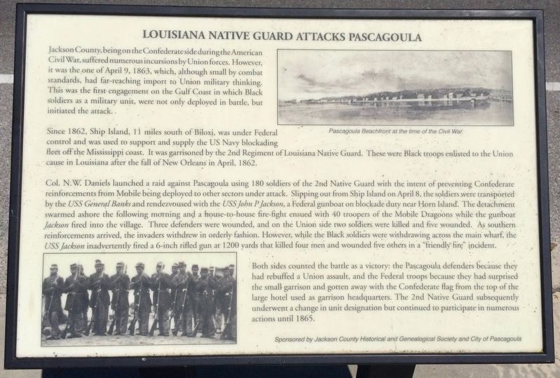 Louisiana Native Guard Attacks Pascagoula Historical Marker
