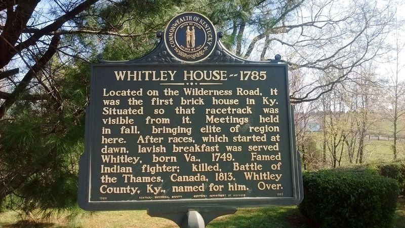 Sportsman's Hill / Whitley House - 1785 Historical Marker