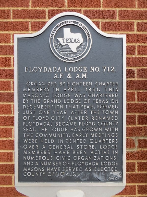 Floydada Lodge No 712 A F A M Historical Marker