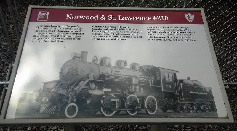 Norwood & St. Lawrence #210 Historical Marker