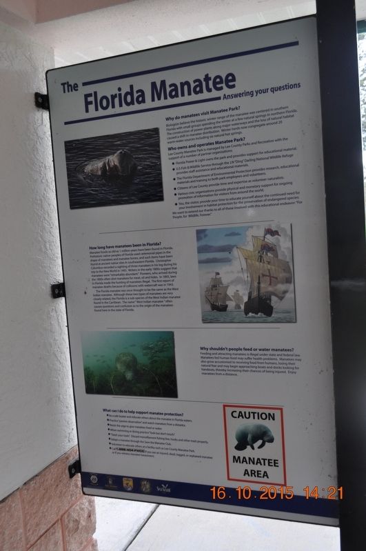 The Florida Manatee Historical Marker