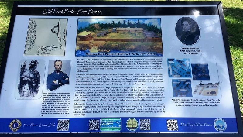 Military Fort Pierce at Old Fort Park, Fort Pierce Historical Marker