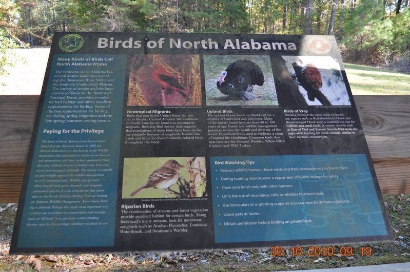 Birds of North Alabama Historical Marker