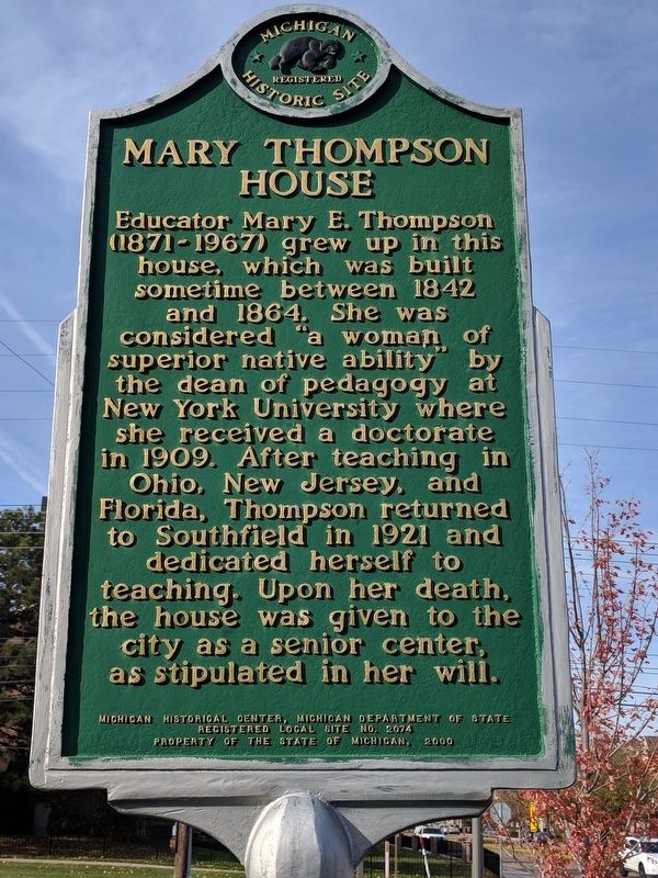 Mary Thompson House Historical Marker