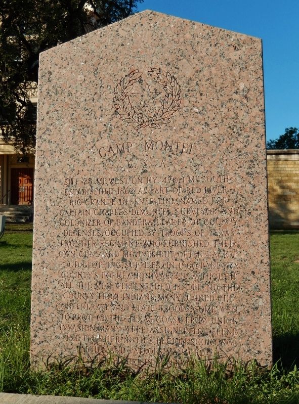 Camp Montel C.S.A. / Texas Civil War Frontier Defense Historical Marker