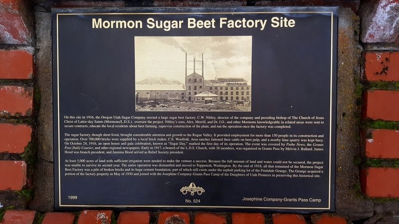 Mormon Sugar Beet Factory Site Historical Marker