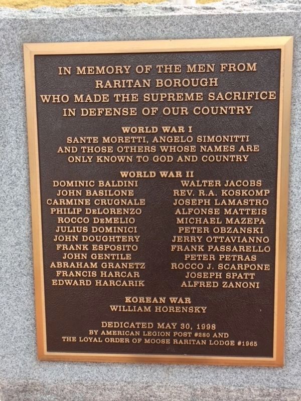 Raritan Veterans Memorial, a War Memorial