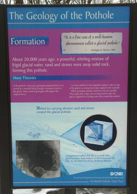 The Geology of the Pothole Historical Marker
