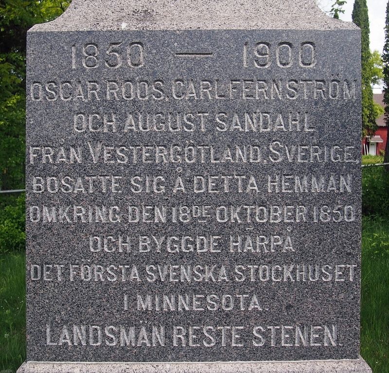 In Memory of the First Swedish Settlers in Minnesota Historical Marker